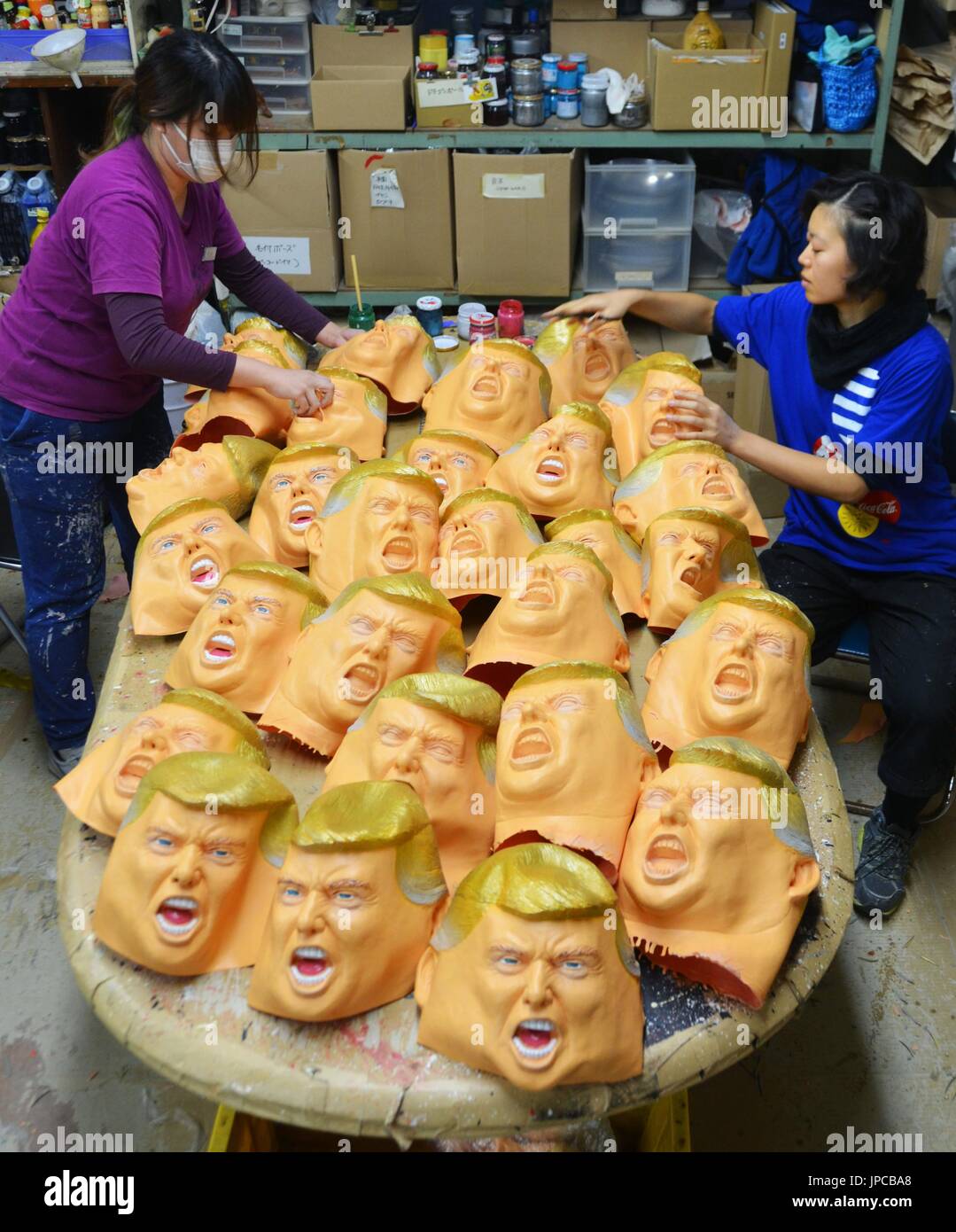 Photo shows rubber masks of U.S. President-elect Donald Trump on Nov ...