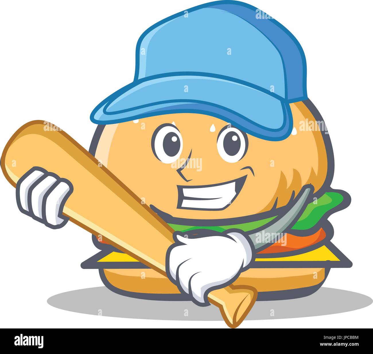 Playing baseball burger character fast food Stock Vector Image & Art ...