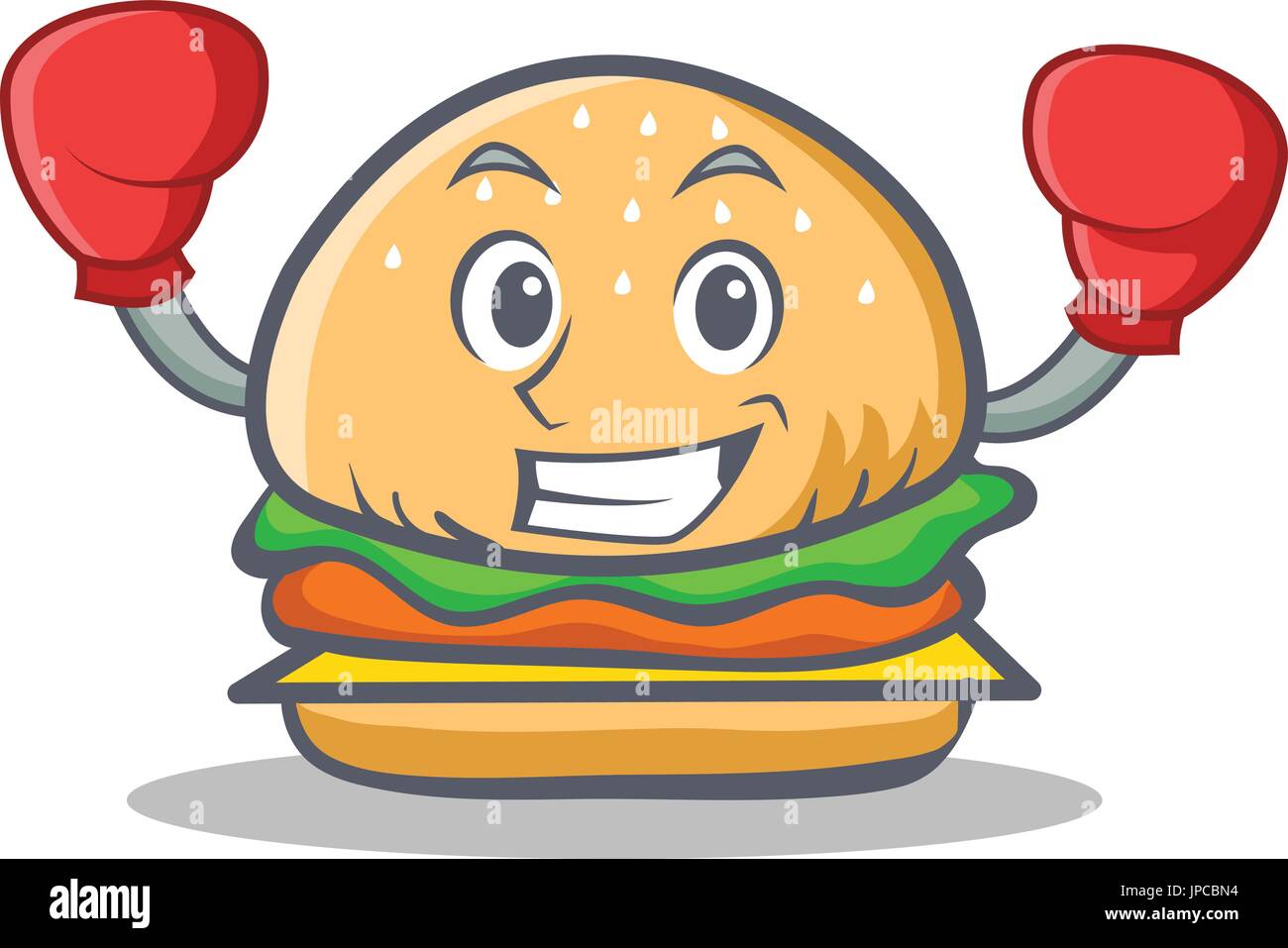 Boxing burger character fast food Stock Vector Image & Art - Alamy
