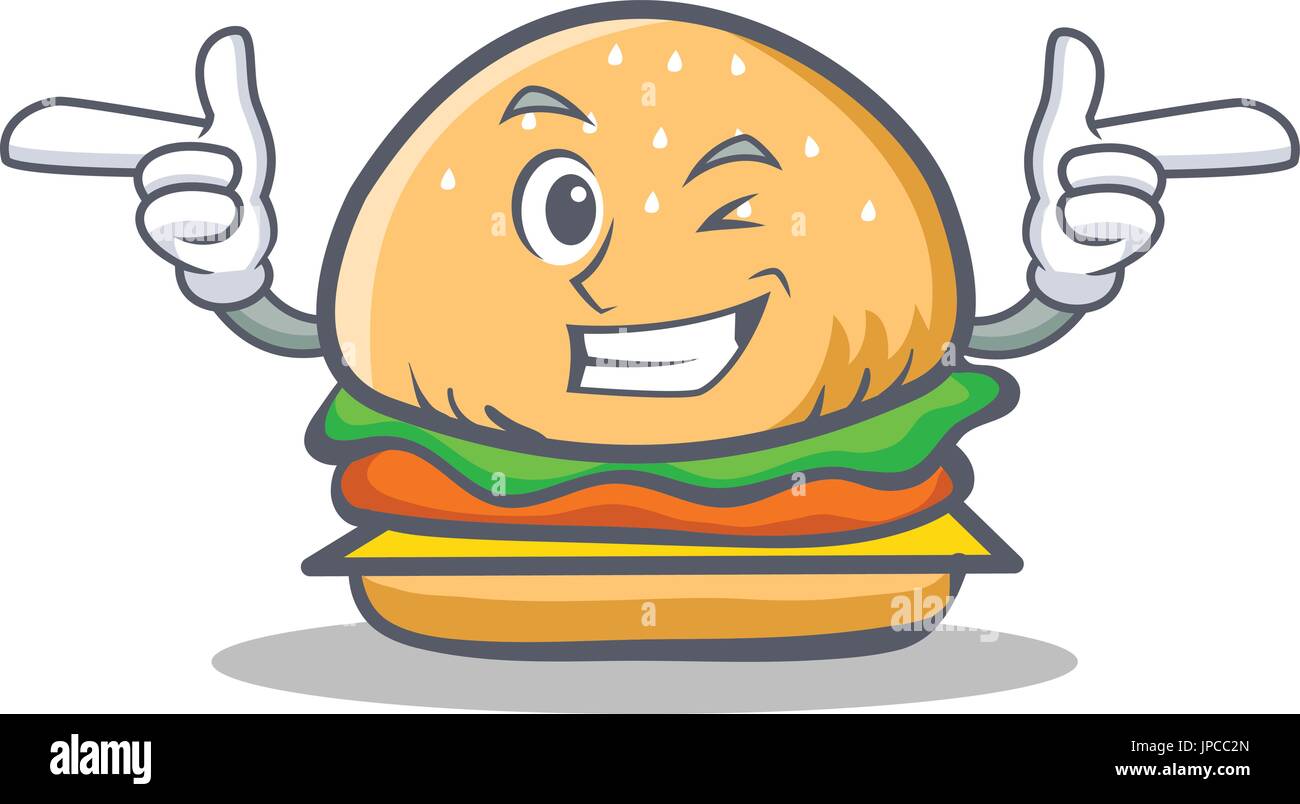 Wink burger character fast food Stock Vector Image & Art - Alamy