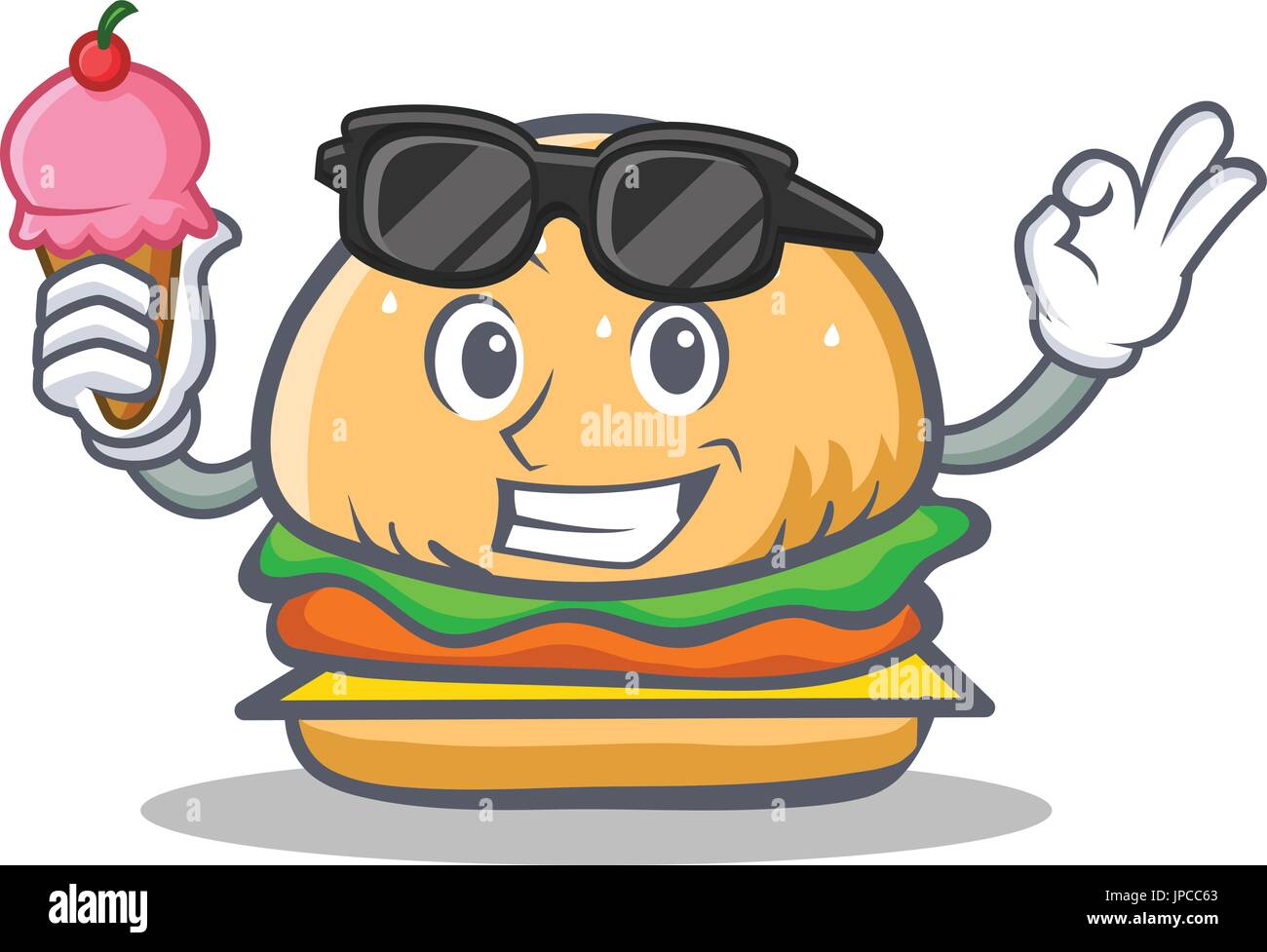burger character fast food with ice cream Stock Vector Image & Art - Alamy