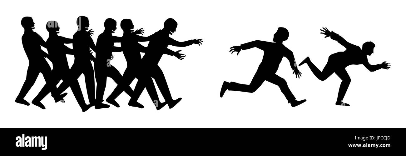 silhouette human run escape from zombies group Stock Vector Image & Art ...