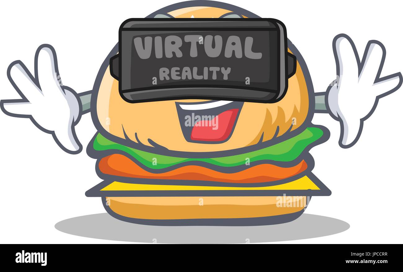 burger character fast food with virtual reality Stock Vector Image ...