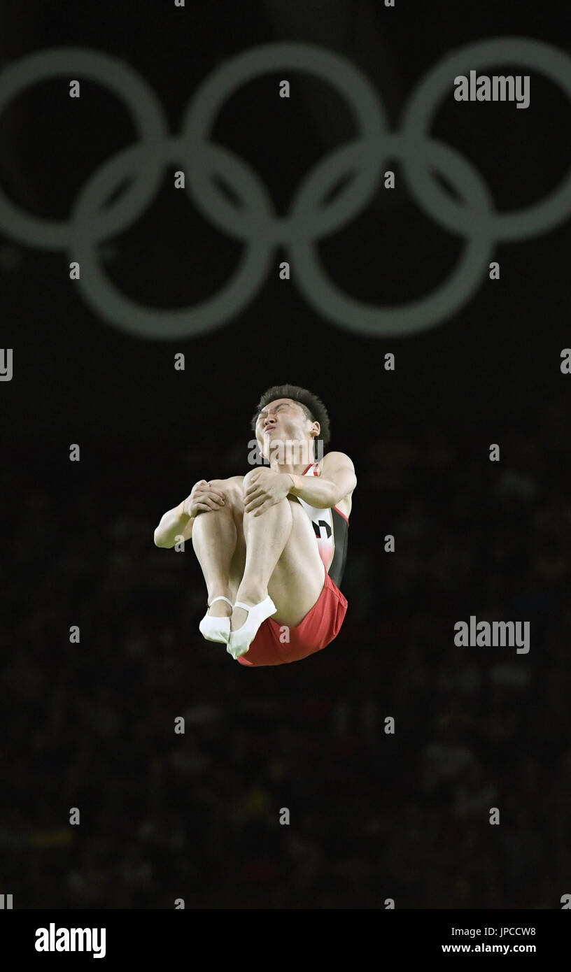 Japanese trampoline gymnast Masaki Ito performs during the men's ...