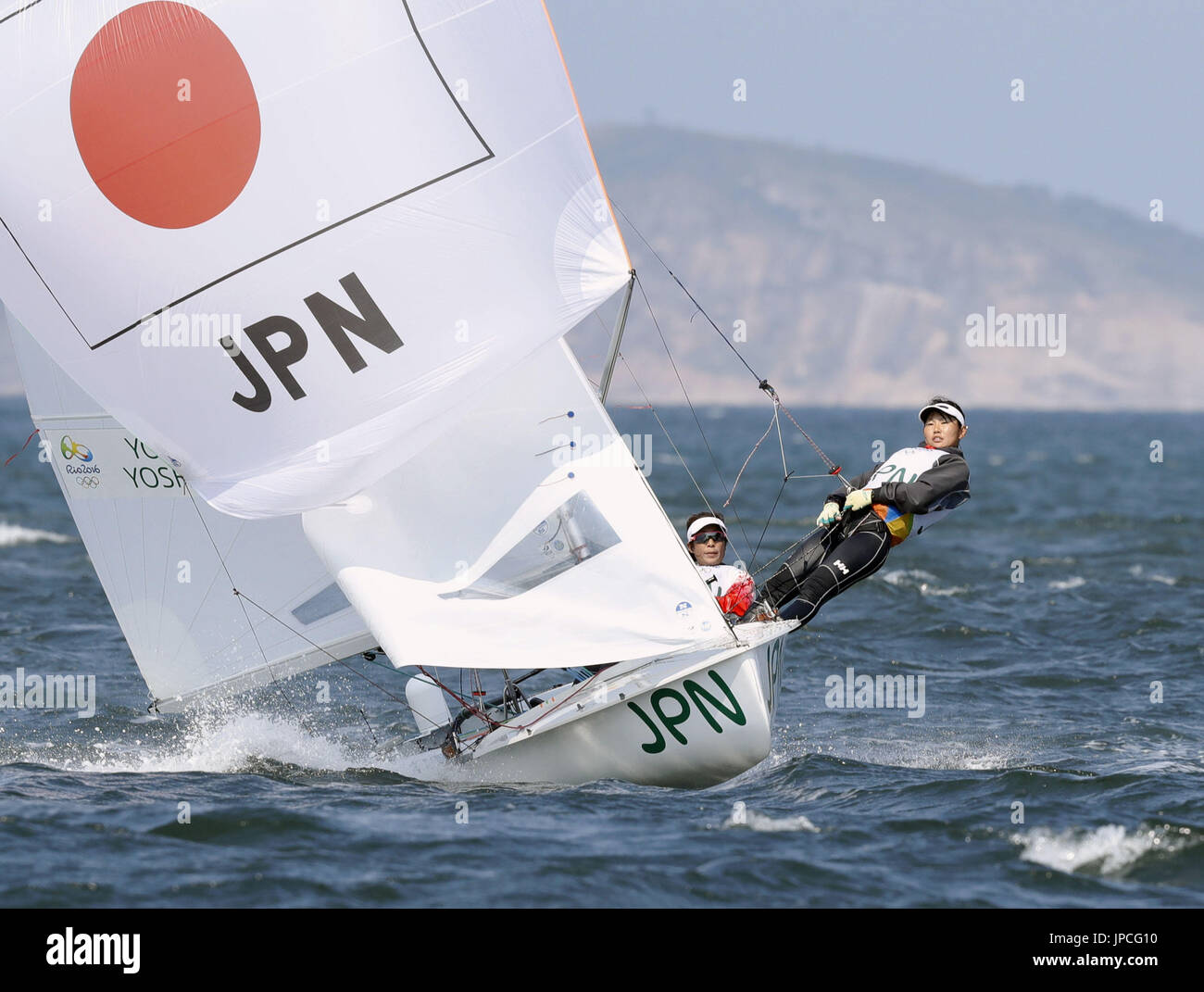 Ai Yoshida (L) and Miho Yoshioka of Japan compete in the women's 470 ...