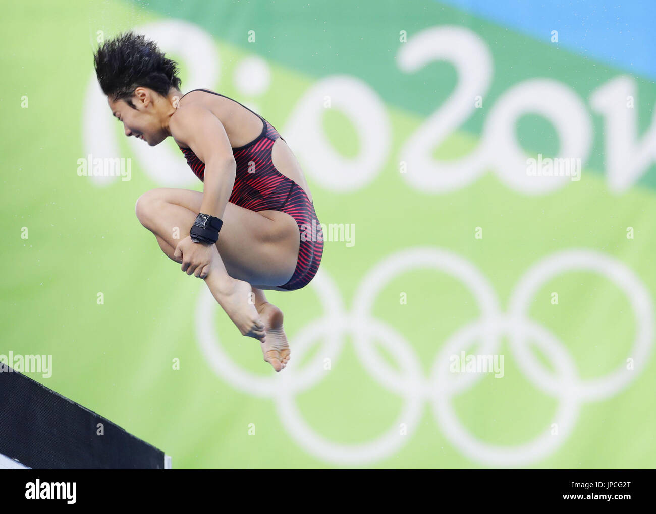 Minami Itahashi of Japan makes an attempt during the women's 10-meter ...
