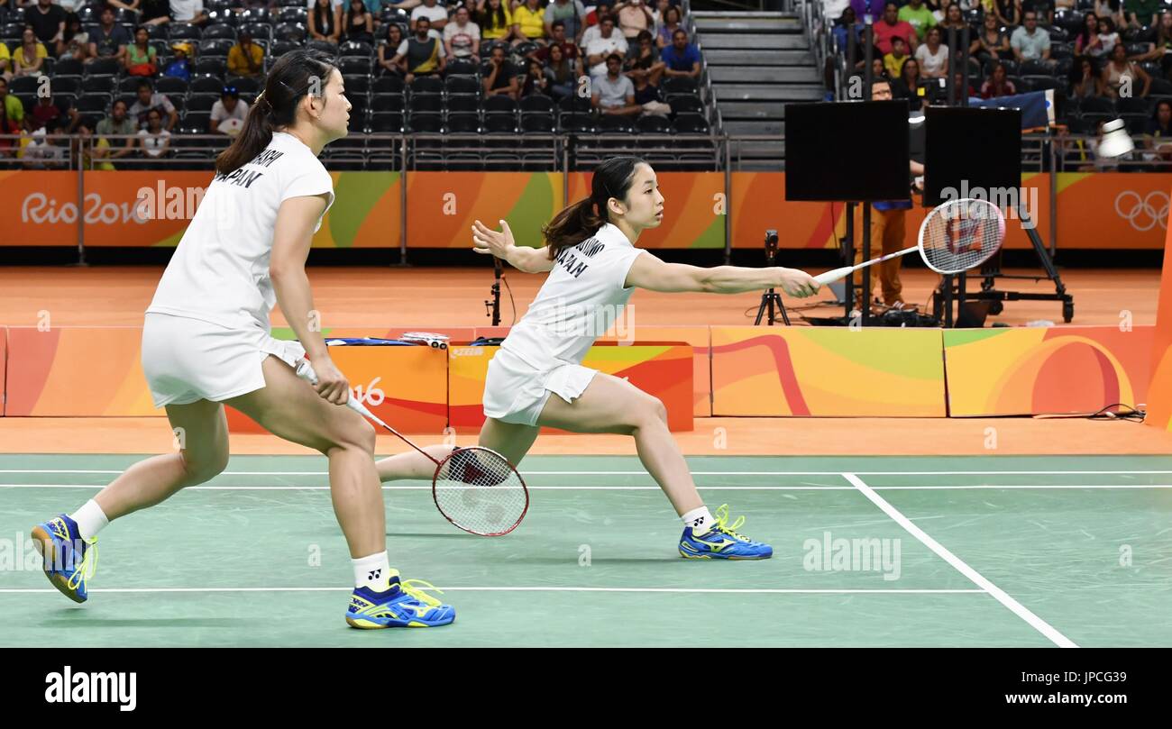 Japan's Misaki Matsutomo (R) and Ayaka Takahashi play against ...
