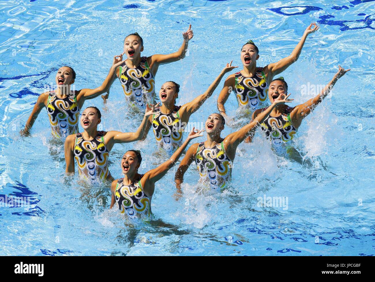 China's synchronized swimming team performs during the free routine ...