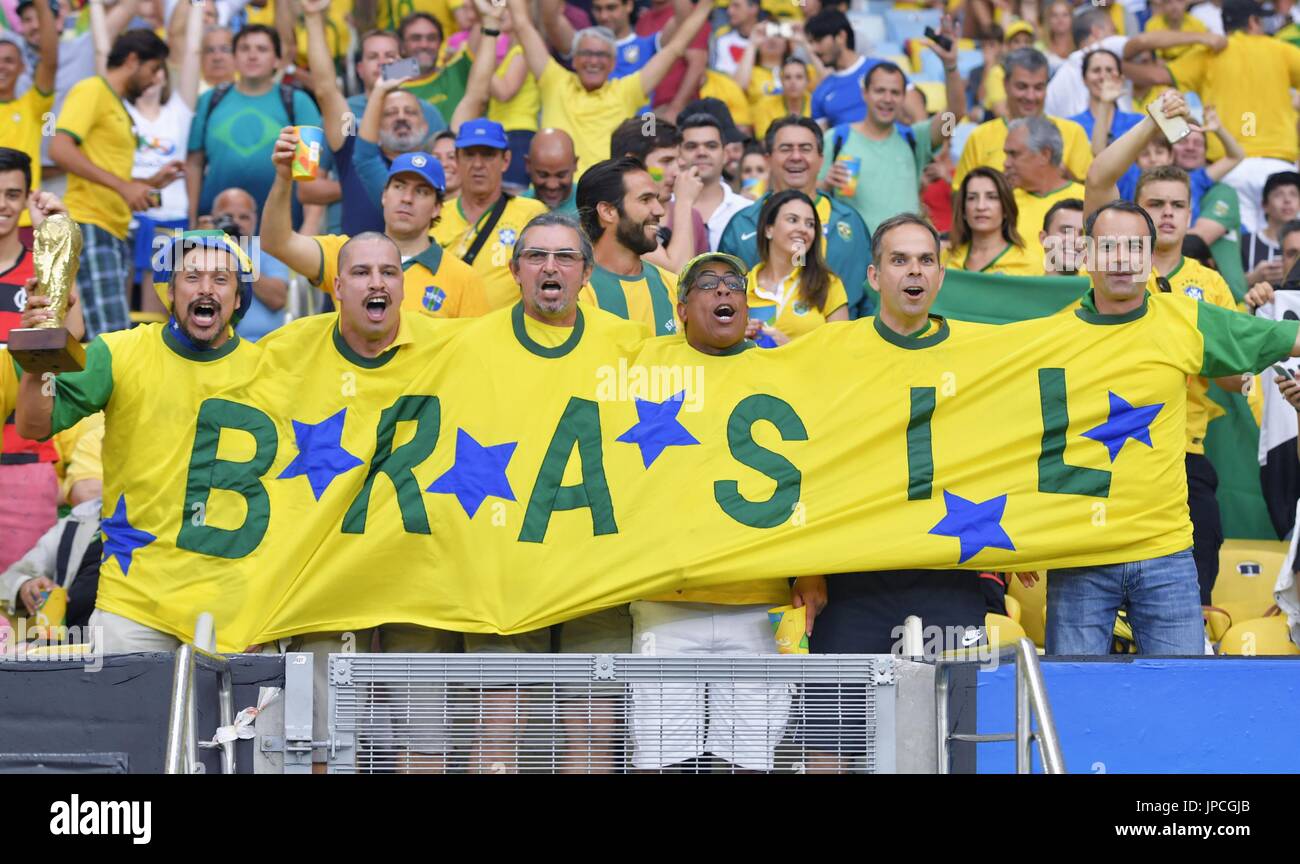 Brazilian supporters cheer for their national team during the men's ...