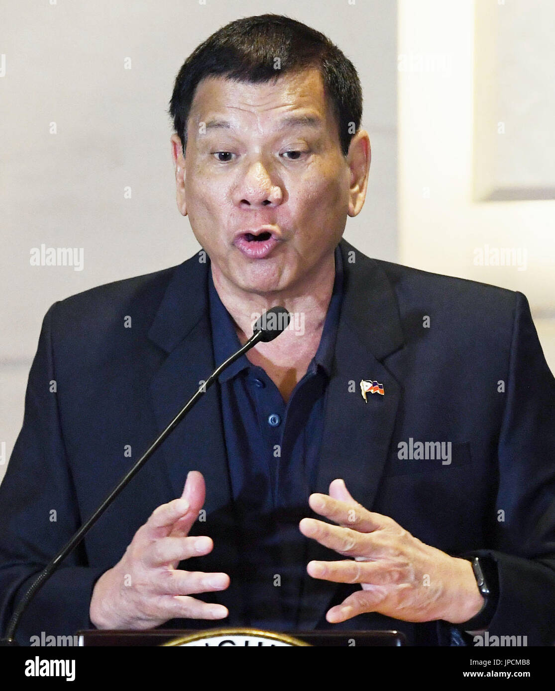 Philippine President Rodrigo Duterte holds a press conference in ...