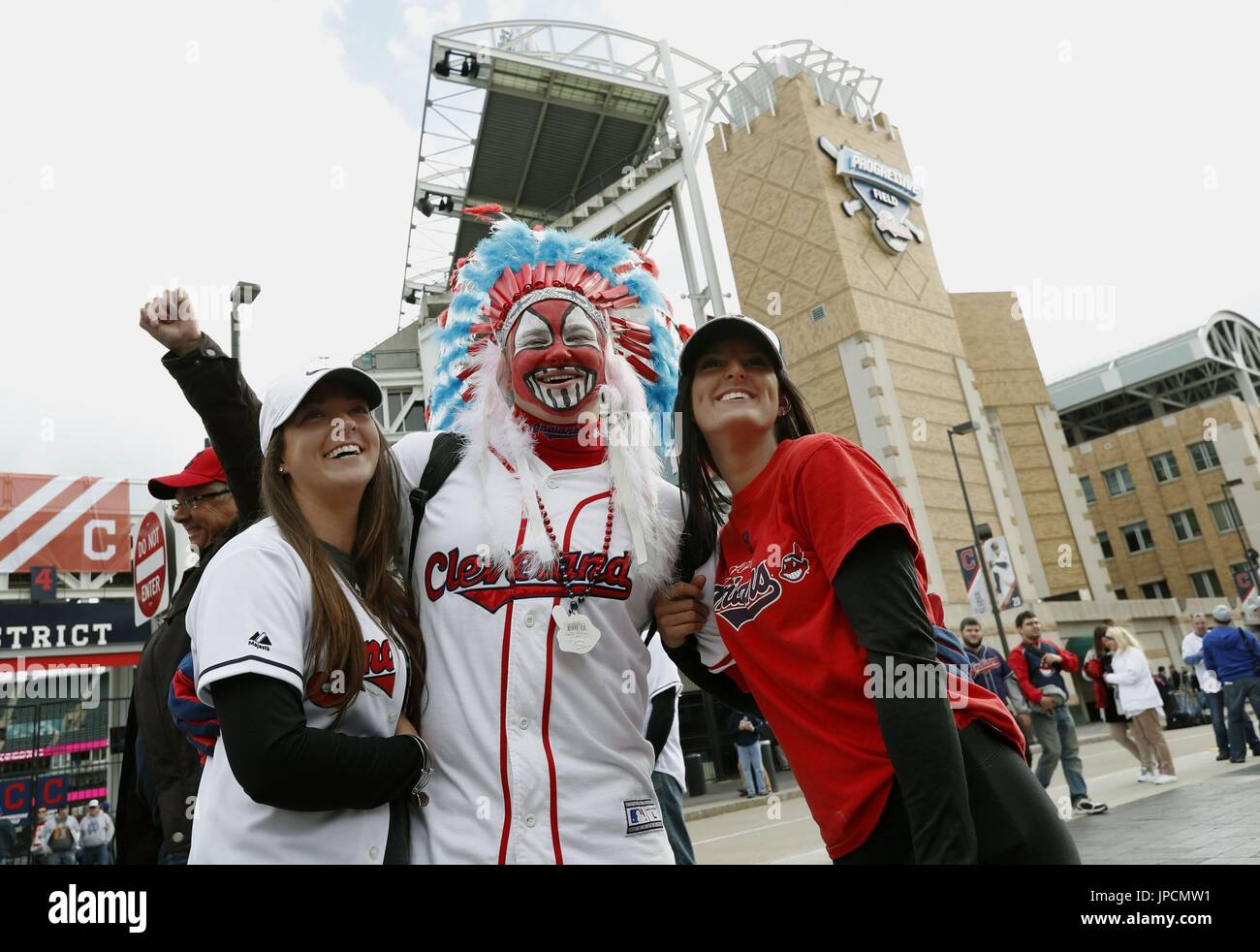 Cleveland Indians fans wait for the start of the World Series Game 1 ...