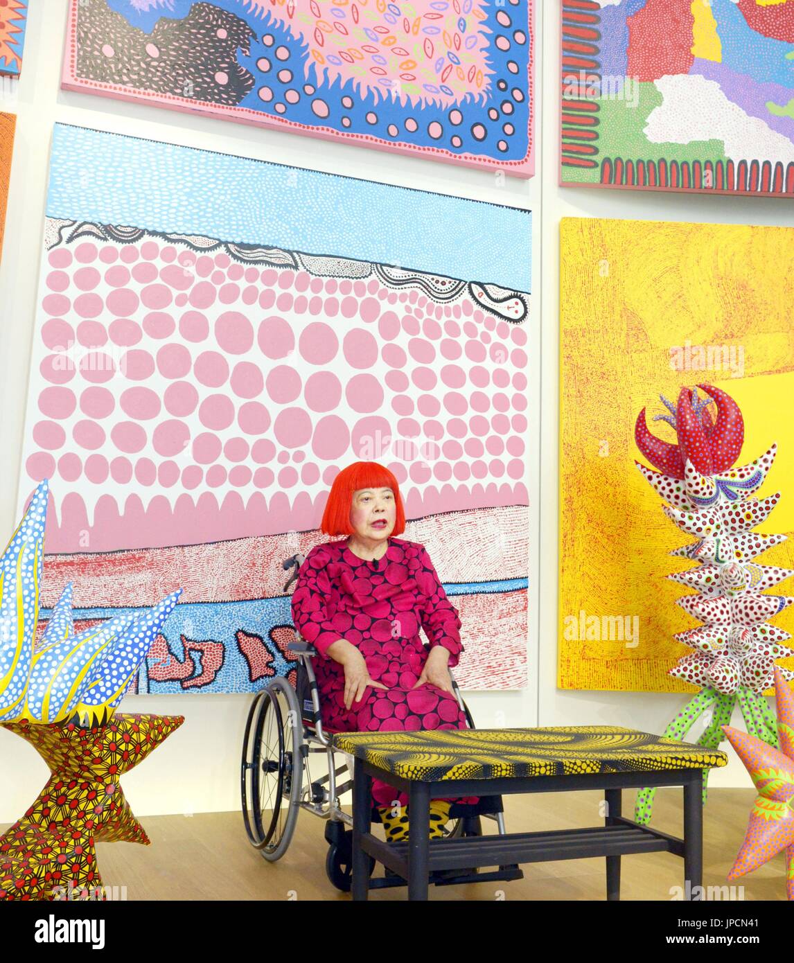 Internationally acclaimed artist Yayoi Kusama attends a press ...