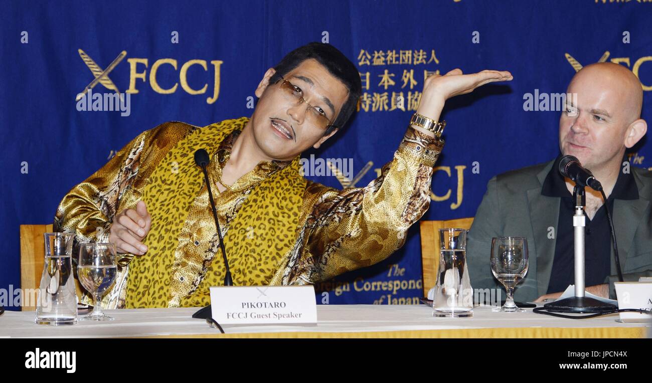 Piko Taro (L), a Japanese comedian and singer-songwriter, attends a ...