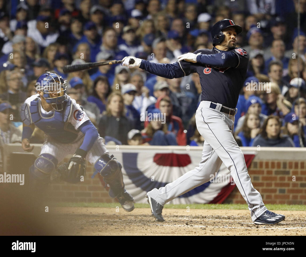 Coco Crisp delivers a pinch-hit RBI single in the seventh inning of the ...
