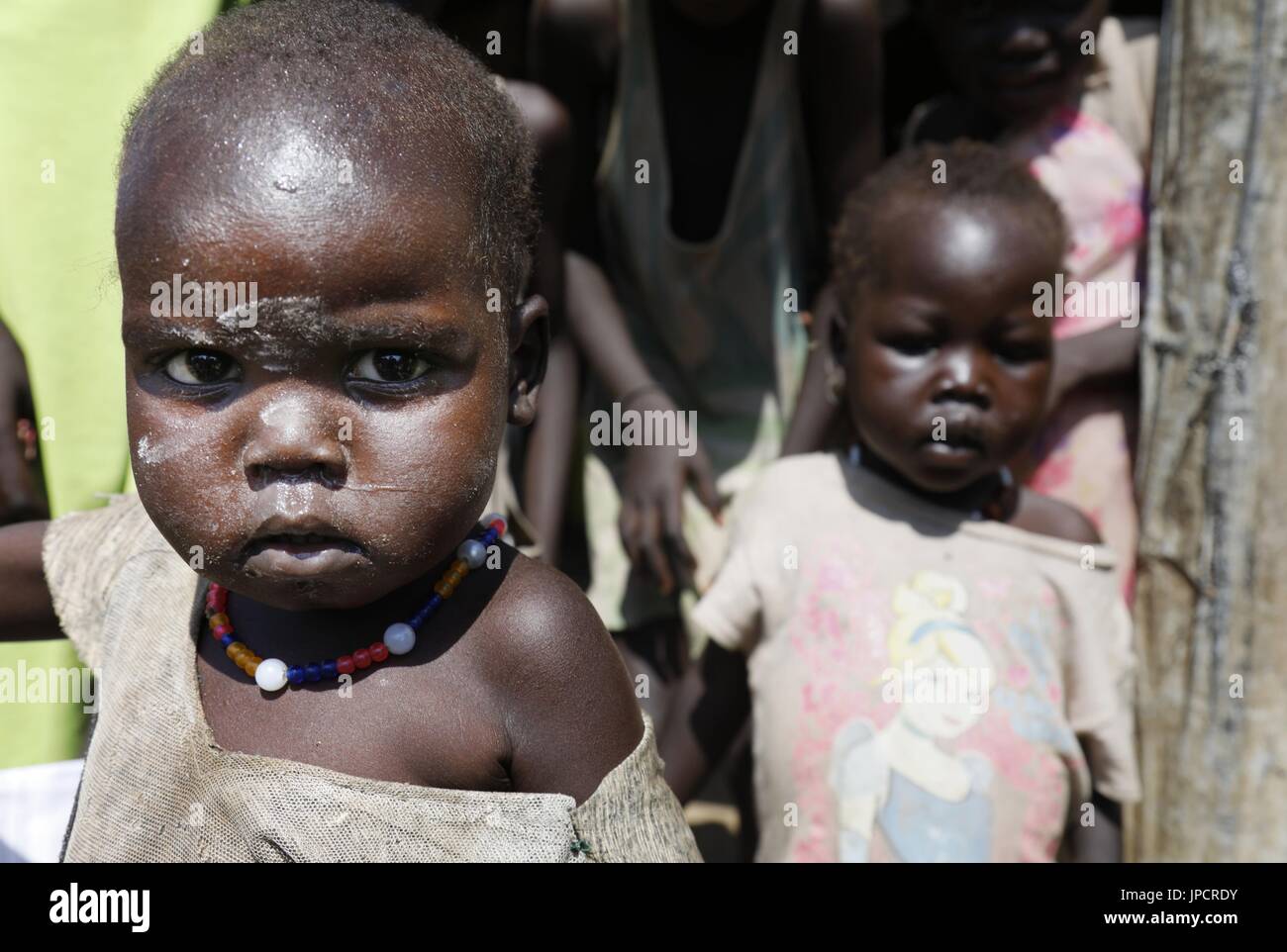 Children who have fled fighting in South Sudan are seen in a refugee ...