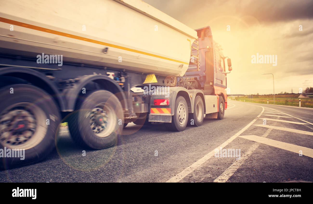 truck on asphalt road Stock Photo - Alamy