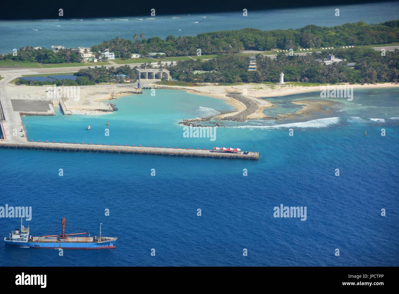 The Taiwan-controlled Taiping Island in the South China Sea is seen on ...