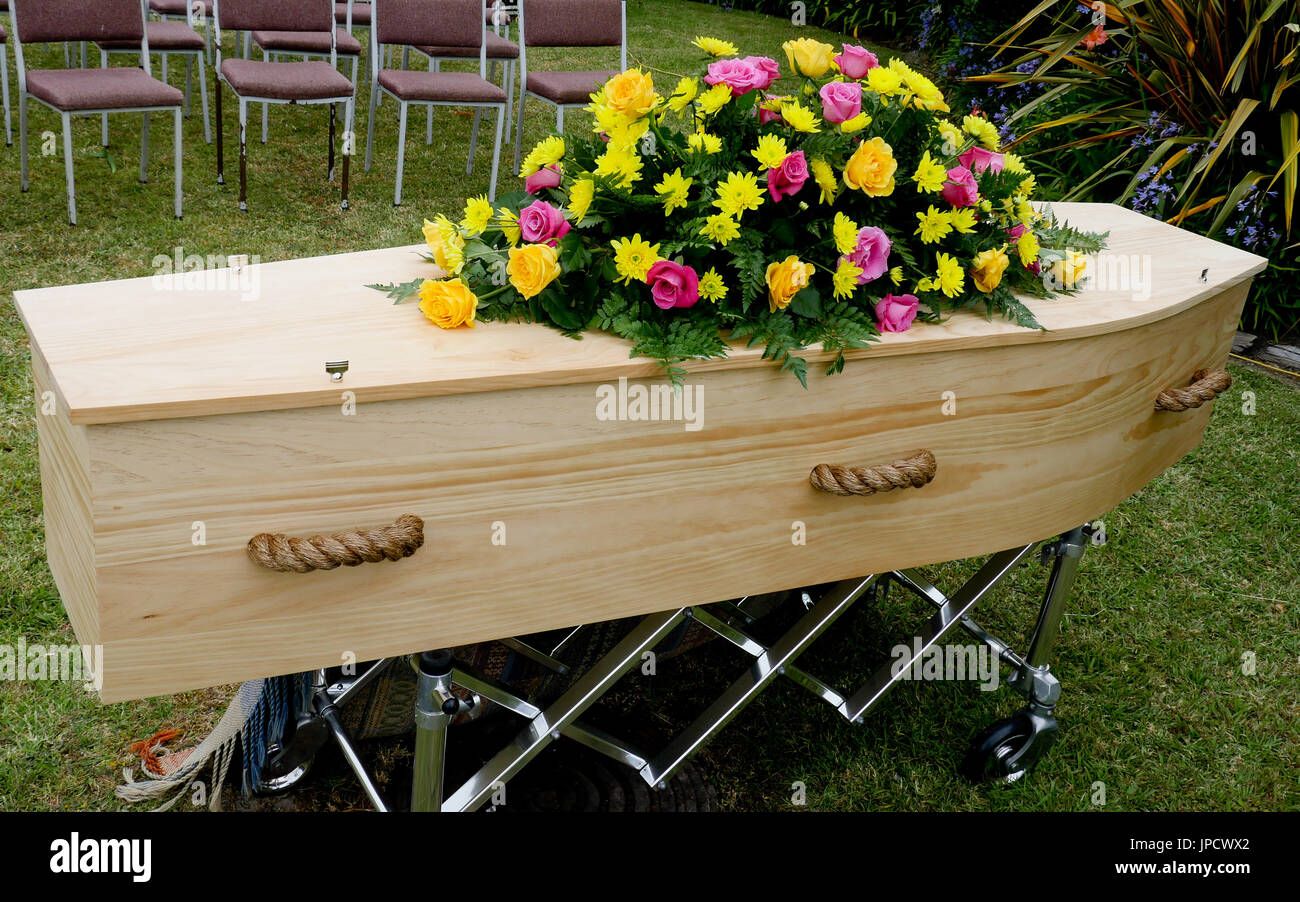 Closeup shot funeral casket in hi-res stock photography and images - Alamy