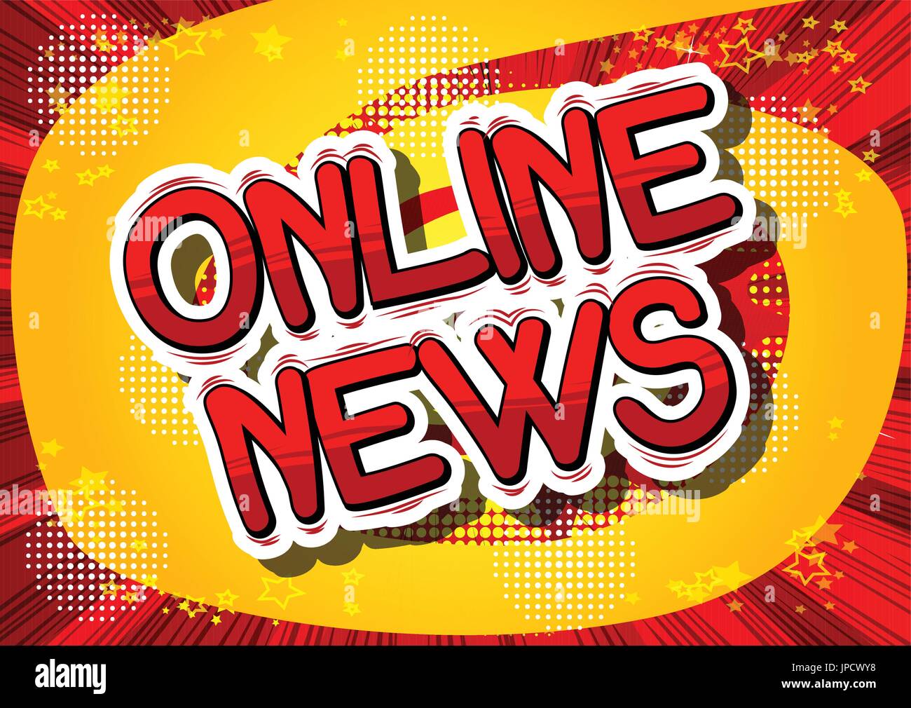 Online News - Comic book style phrase on abstract background Stock ...