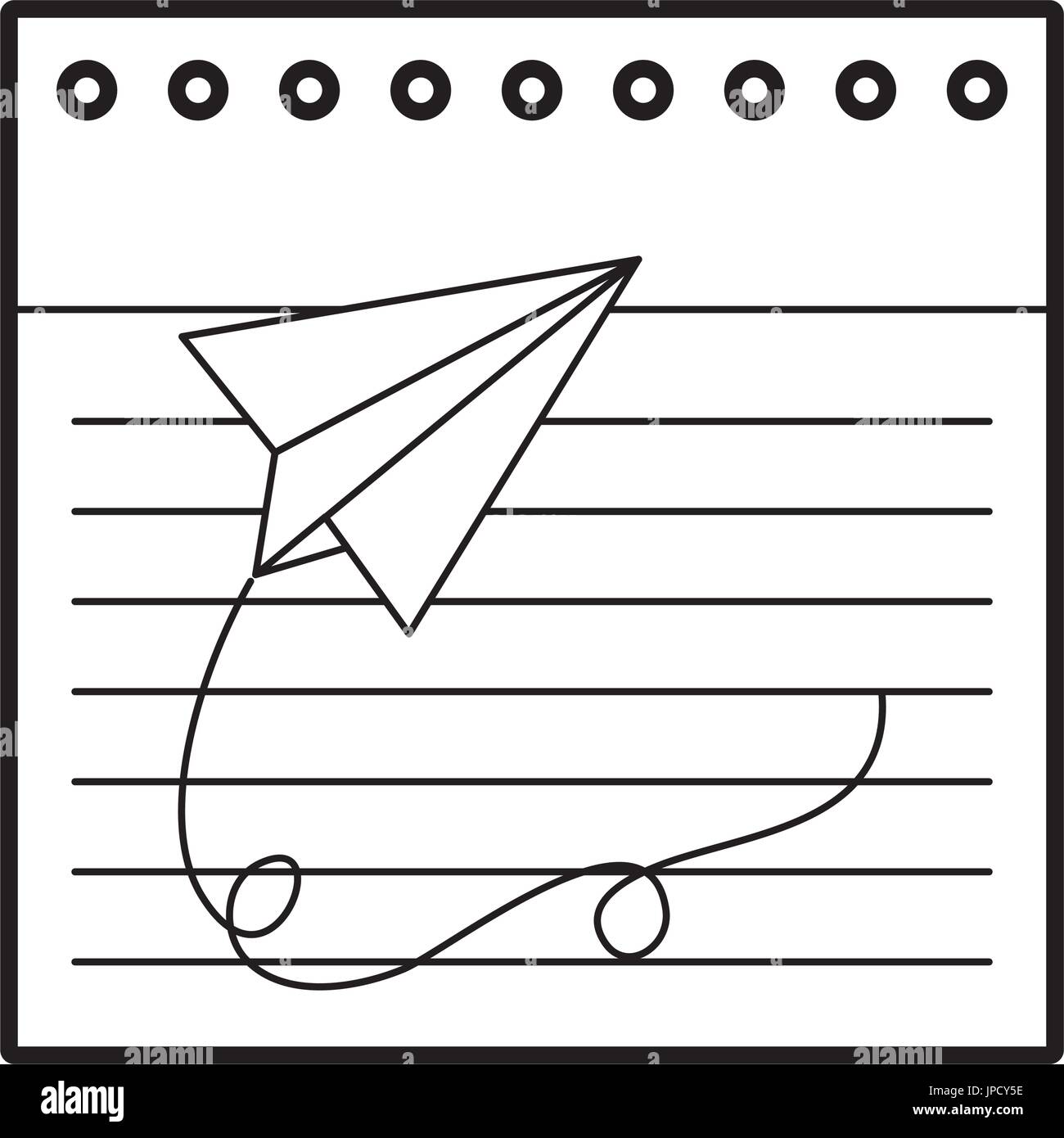 notebook sheet with paper airplane Stock Vector Image & Art - Alamy