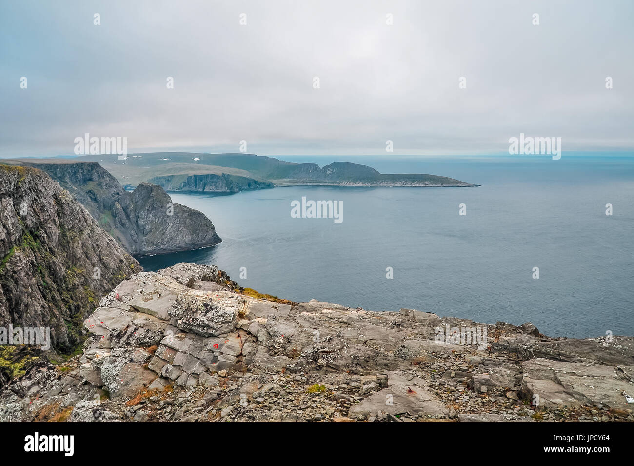 North Cape (Nordkapp) and Barents Sea at the north of Mageroya island ...