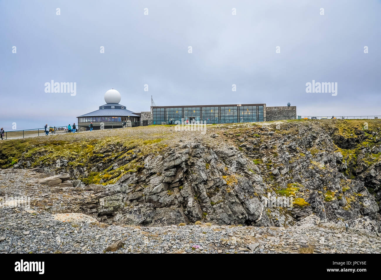 OSLO, NORWAY - JULY 16: Tourists visiting North Cape (Nordkapp) located ...