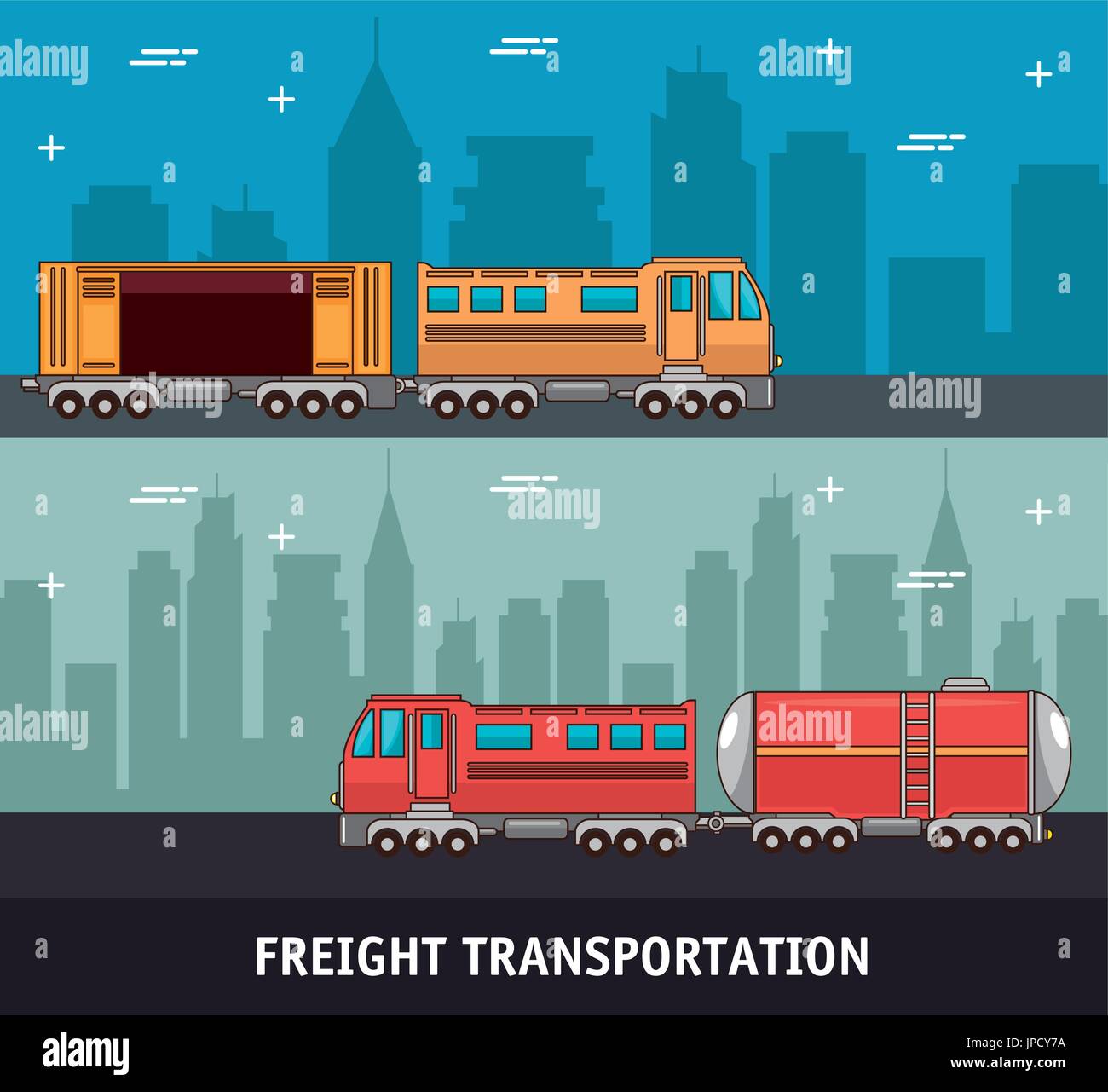 freight transportation and delivery logistics vector illustration ...