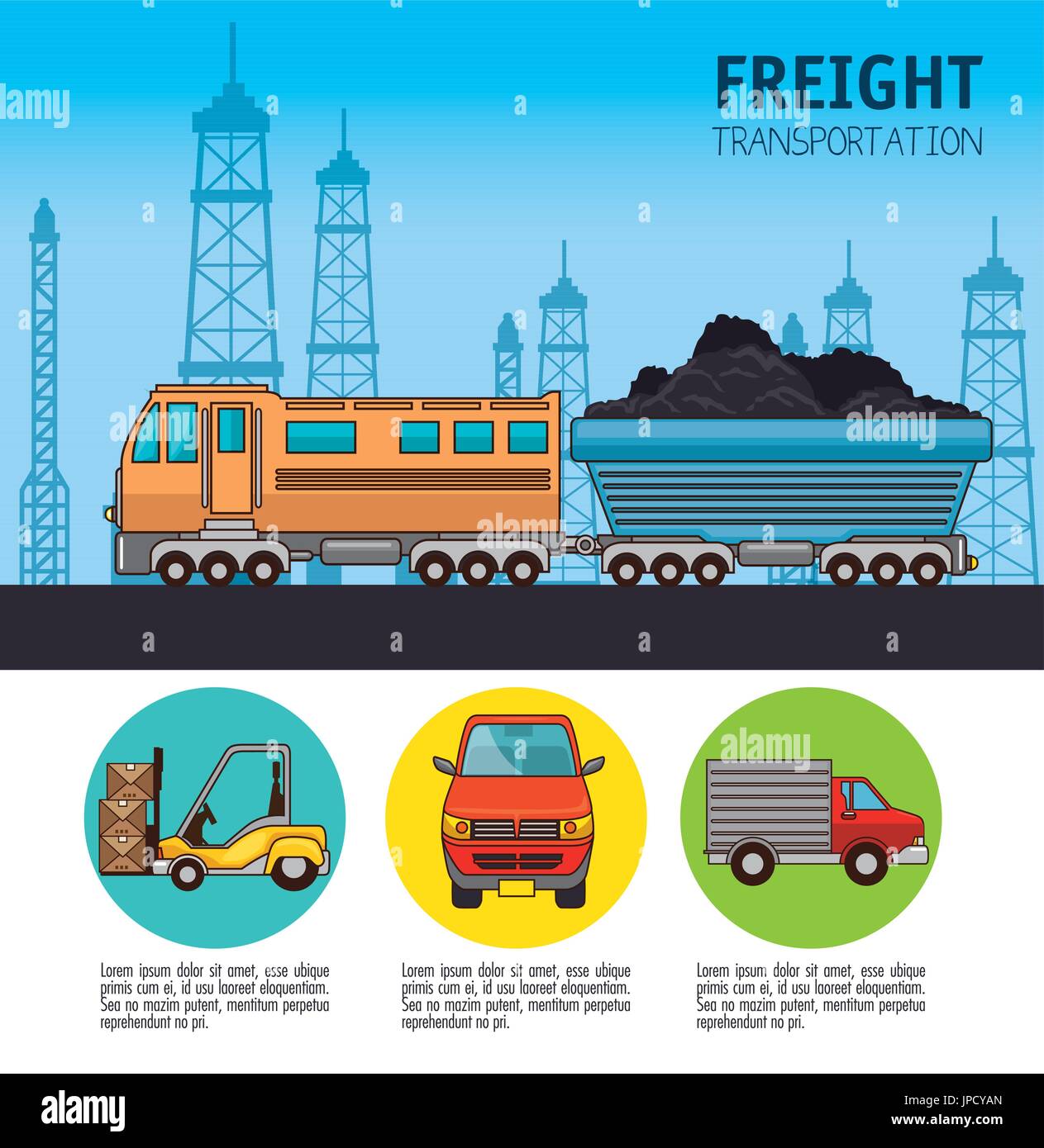 freight transportation and delivery logistic infographic vector ...
