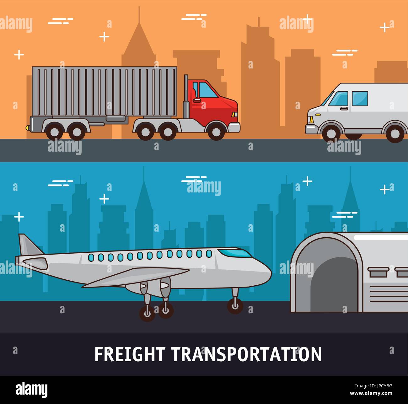 freight transportation and delivery logistic infographic vector ...