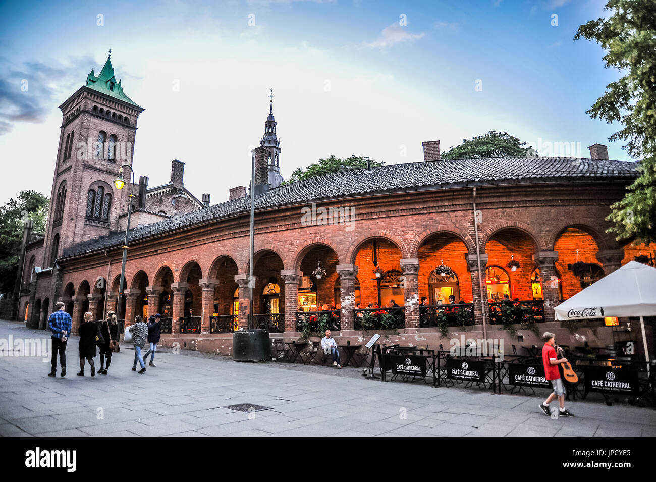OSLO, NORWAY - JULY 17: People walking around in Karl Johans Gate, the ...