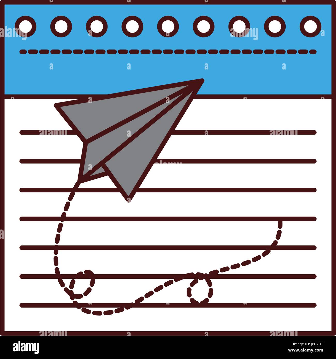 notebook sheet with paper airplane Stock Vector Image & Art - Alamy