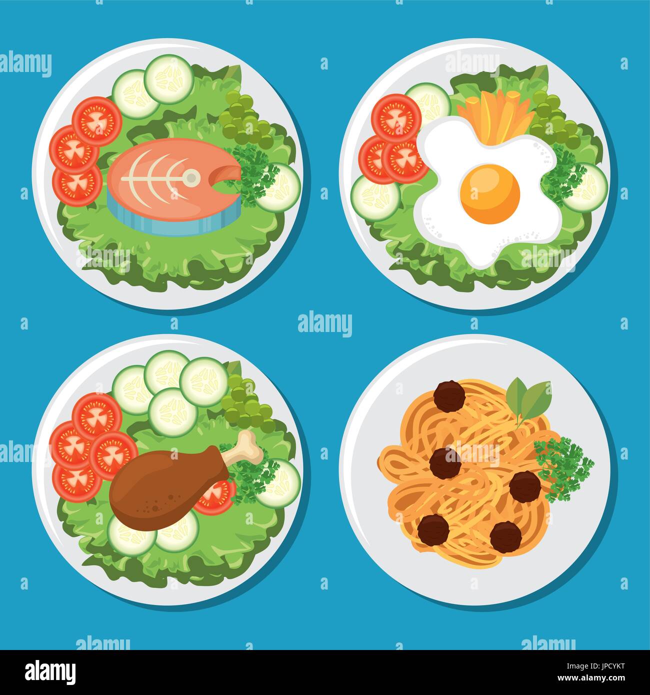 set of fresh and delicious lunch vector illustration graphic design ...