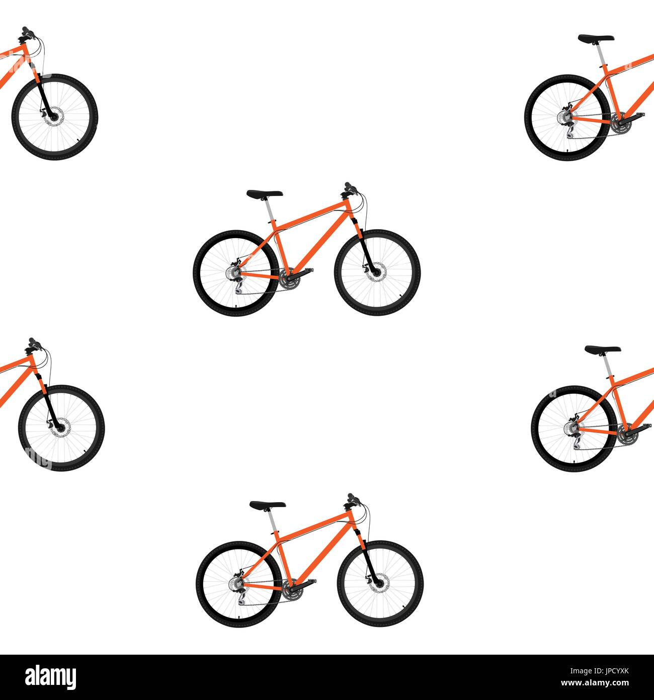 Vector illustration transport seamless pattern with orange bicycle ...