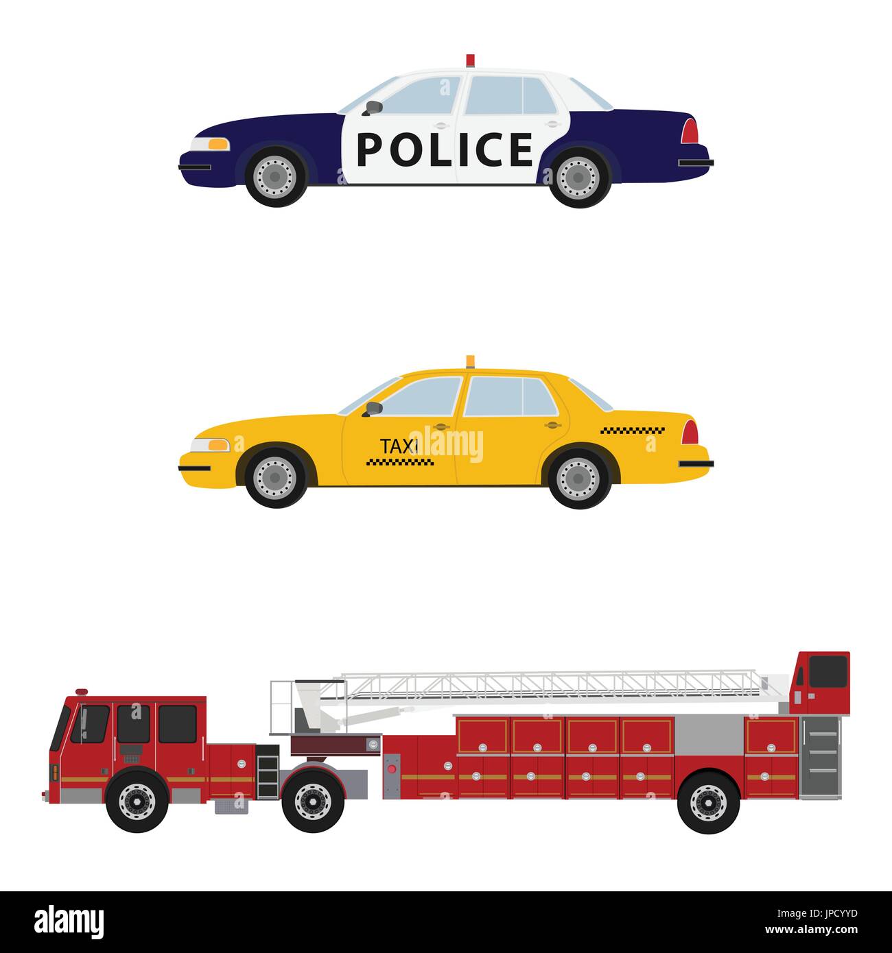 Vector illustration set, collection of emergency cars. Police ...