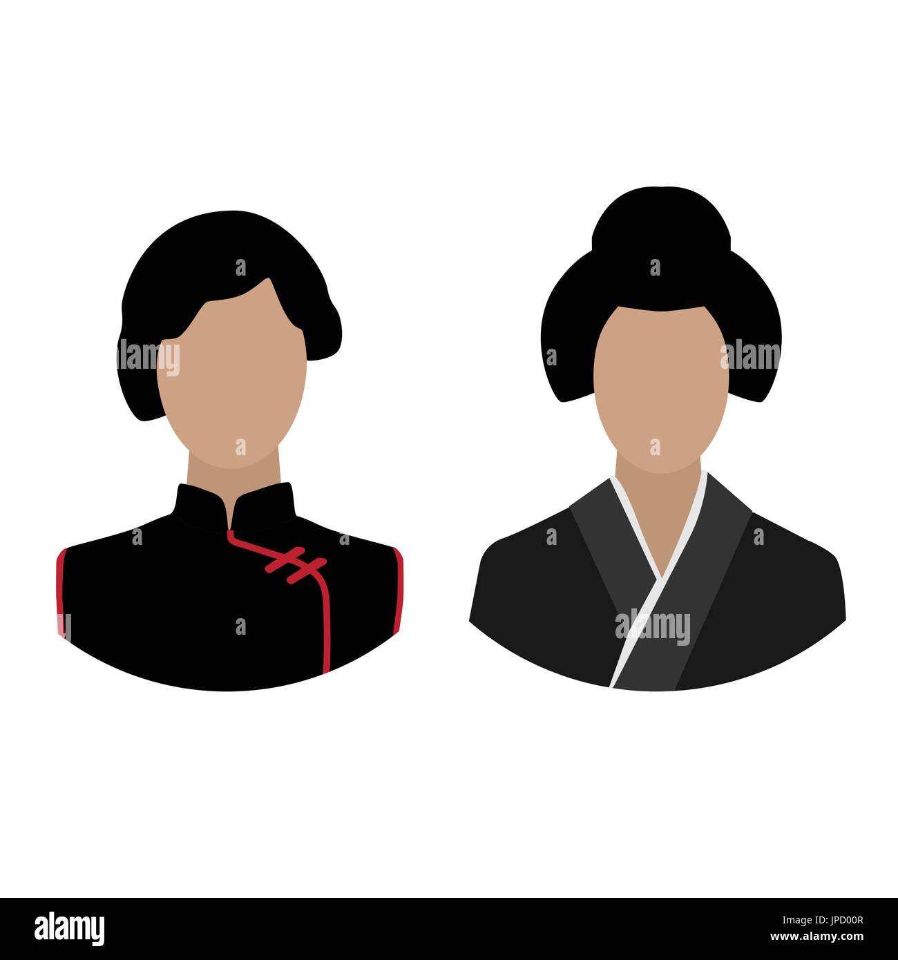 Vector illustration Asian girl in traditional costume. Ethnic Chinese ...