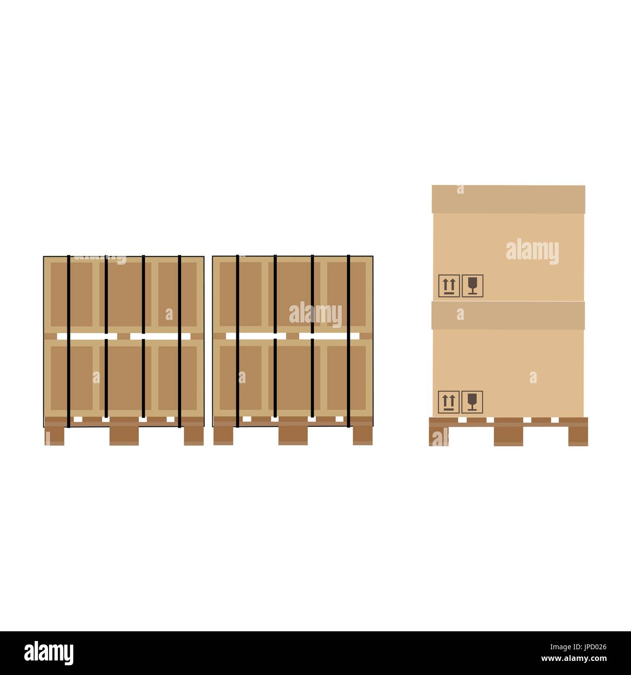 Vector illustrartion pallet for transport and storage crates, cardboard ...
