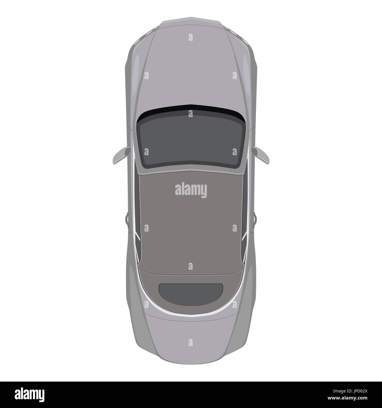 Vector illustration black luxury car top view. Modern powerful sedan ...