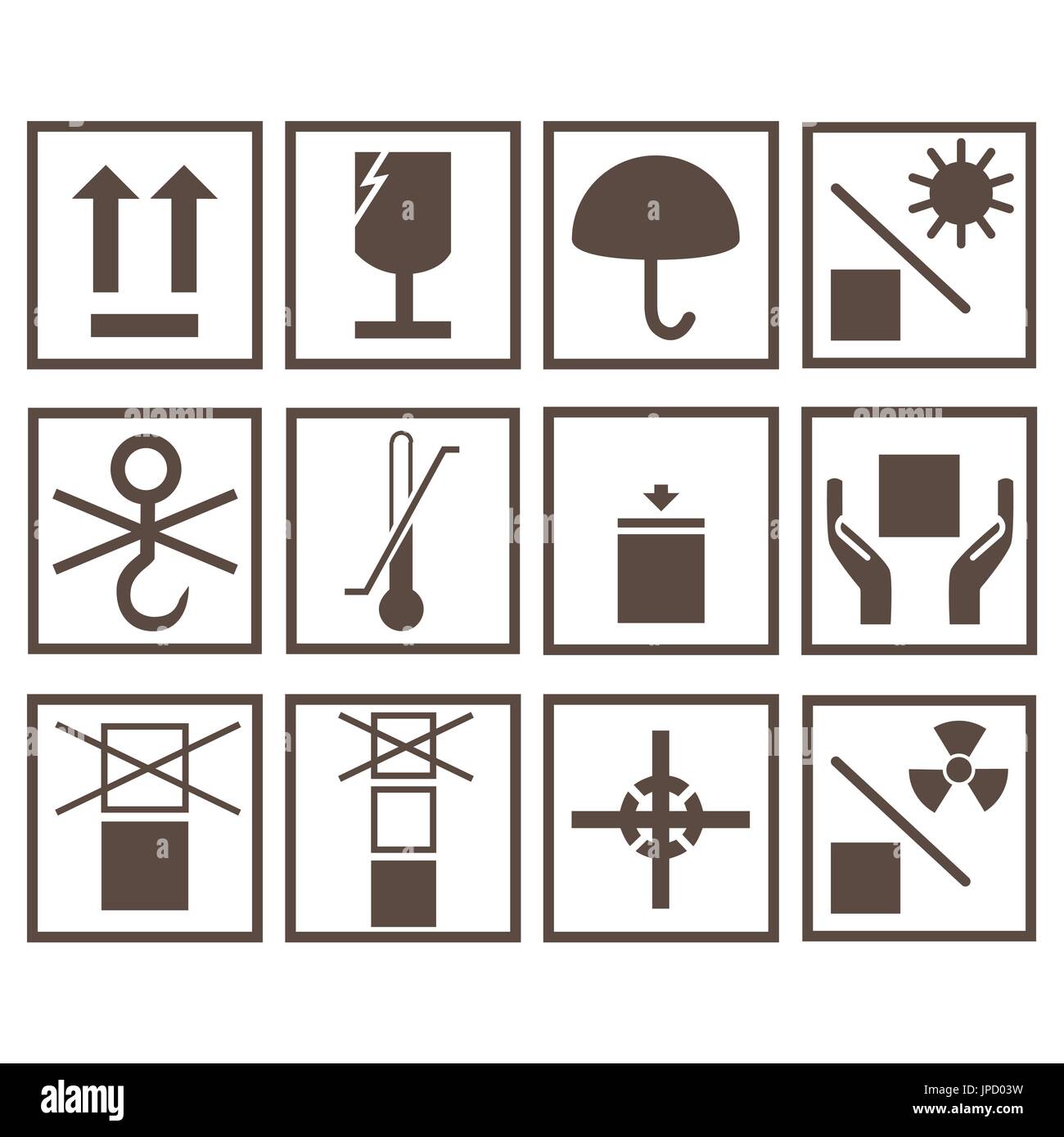 Vector icon set, collection packaging symbols isolated on white ...