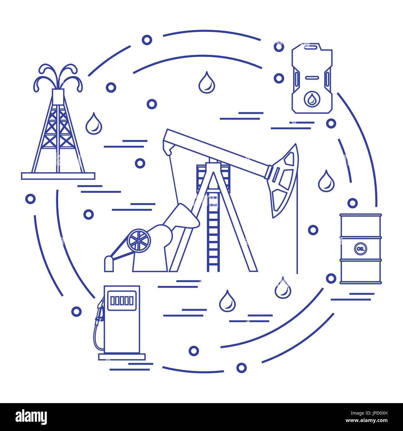 Cute Vector Illustration Of The Equipment For Oil Production Canister Of Gasoline Barrels With