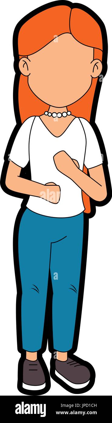 Woman faceless cartoon over white background icon Stock Vector Image ...
