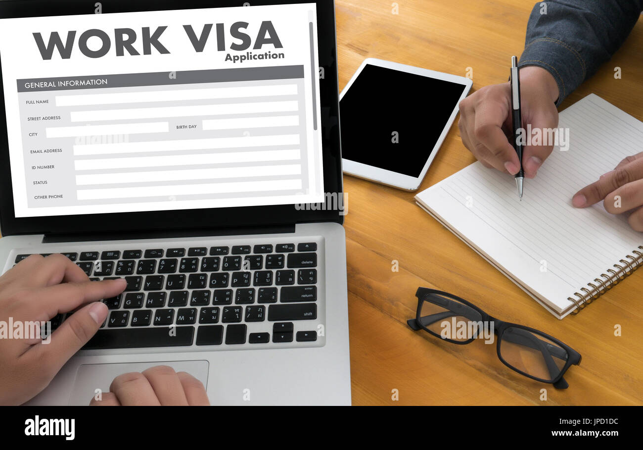 WORK Visa Application Employment Recruitment to Work businessman Stock ...