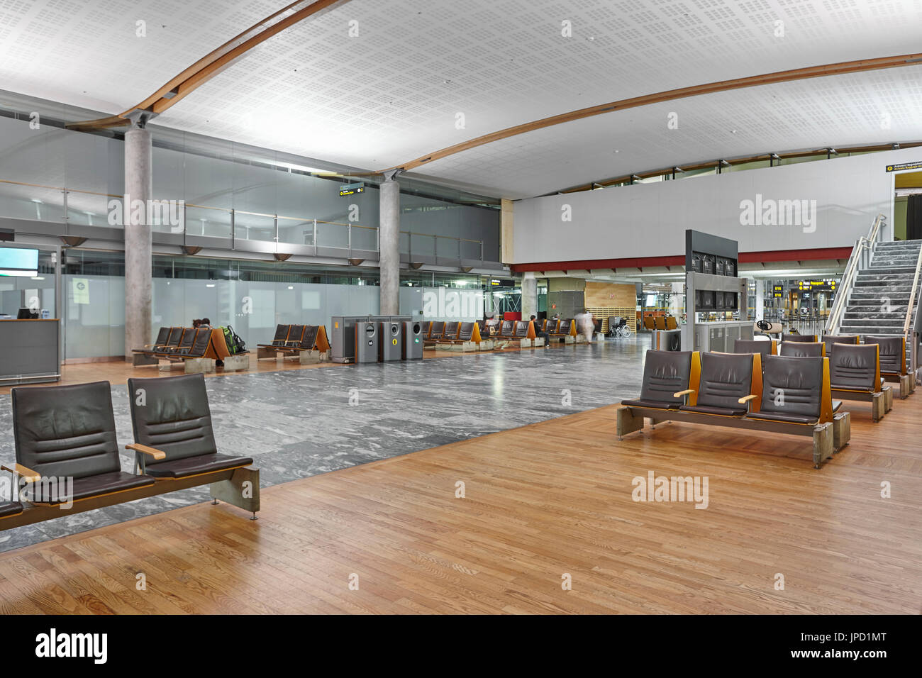 International airport interior terminal. Departure waiting area. Gates ...