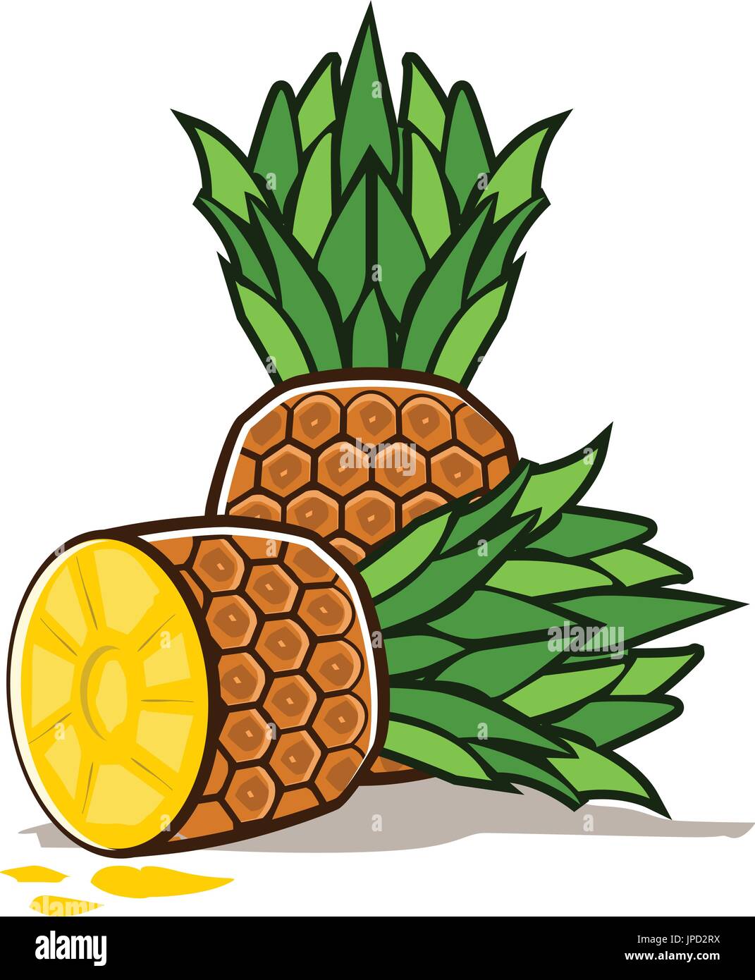 pineapple and half illustration. isolated on white background Stock ...