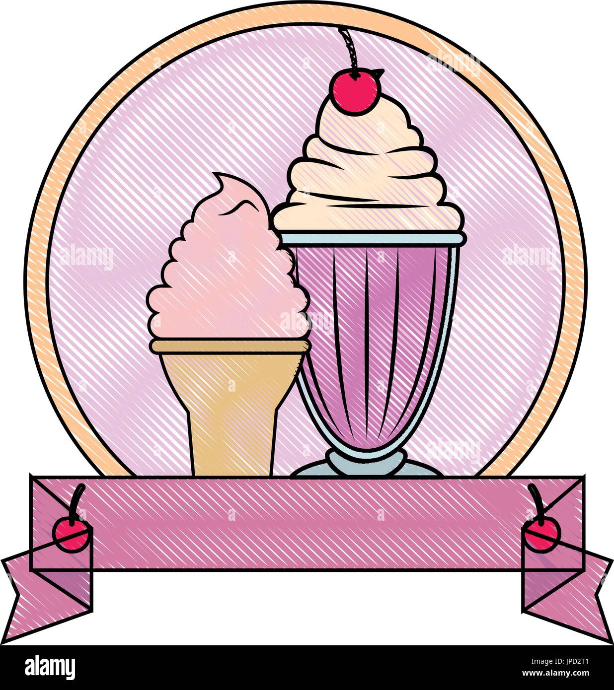 emblem with milkshake icon over white background colorful design vector ...