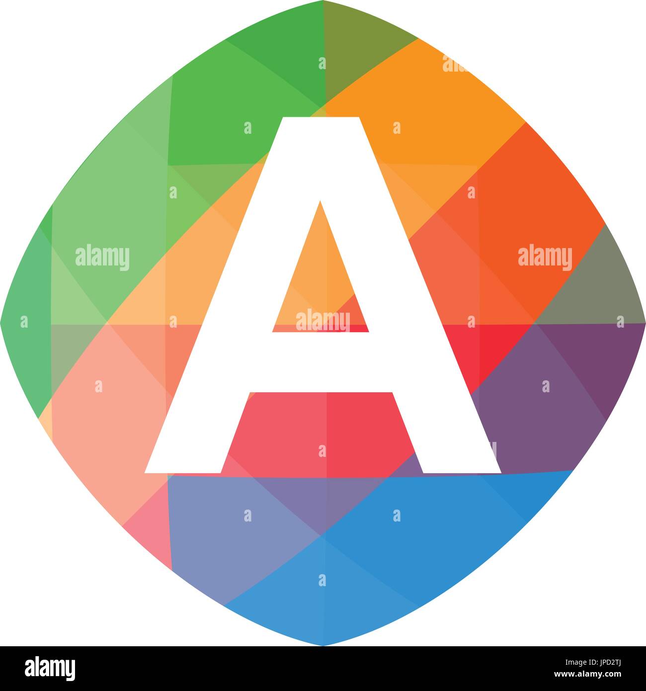 letter A set on colorful geometric polygonal shape, logo design ...