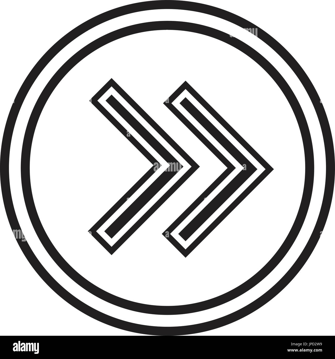 two simple right arrows icon within a circle.isolated on white background Stock Vector Image ...