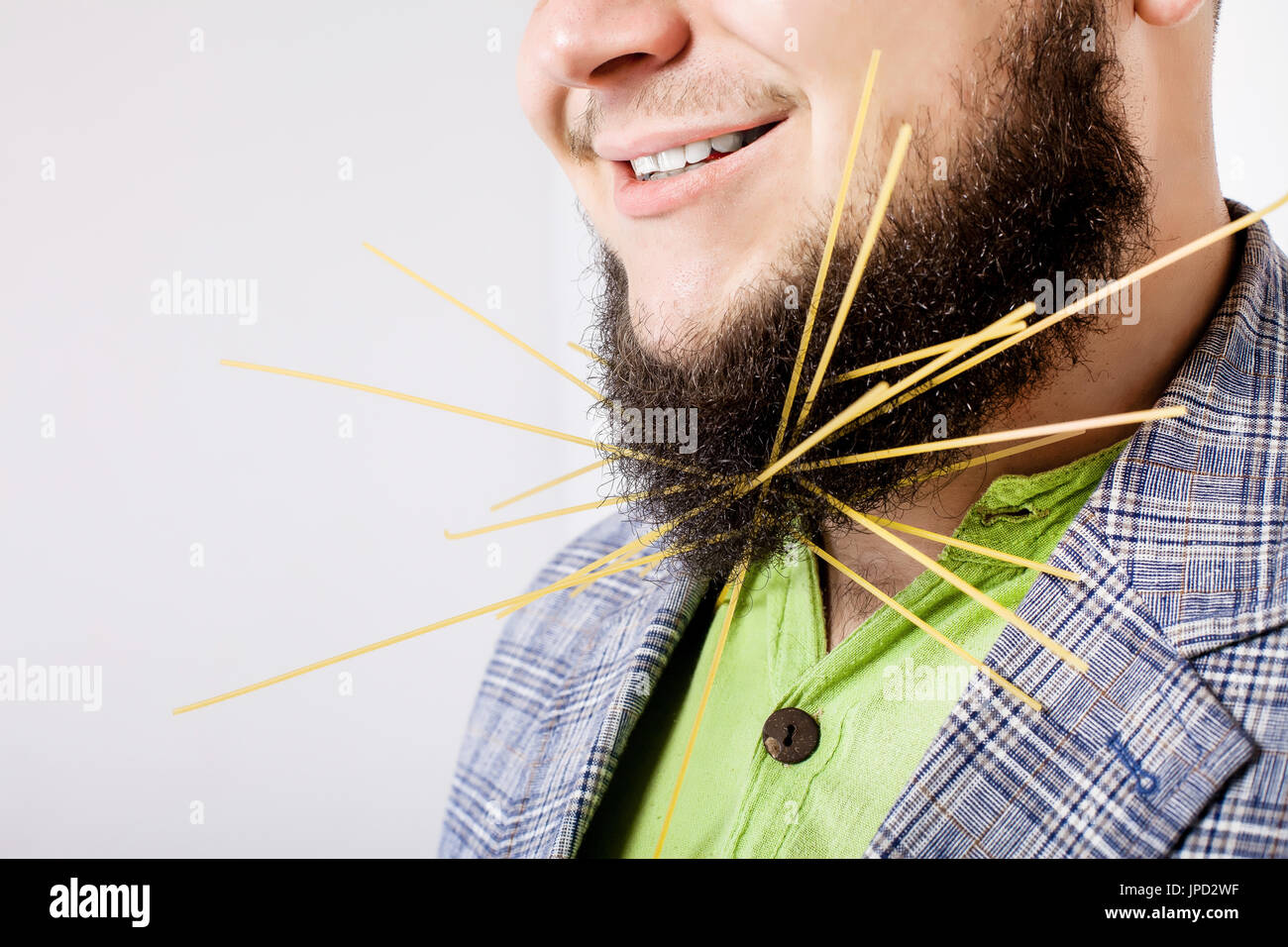 fat smiling man with beard Stock Photo - Alamy