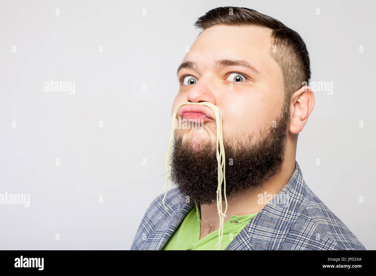 comic fat man with pasta Stock Photo - Alamy
