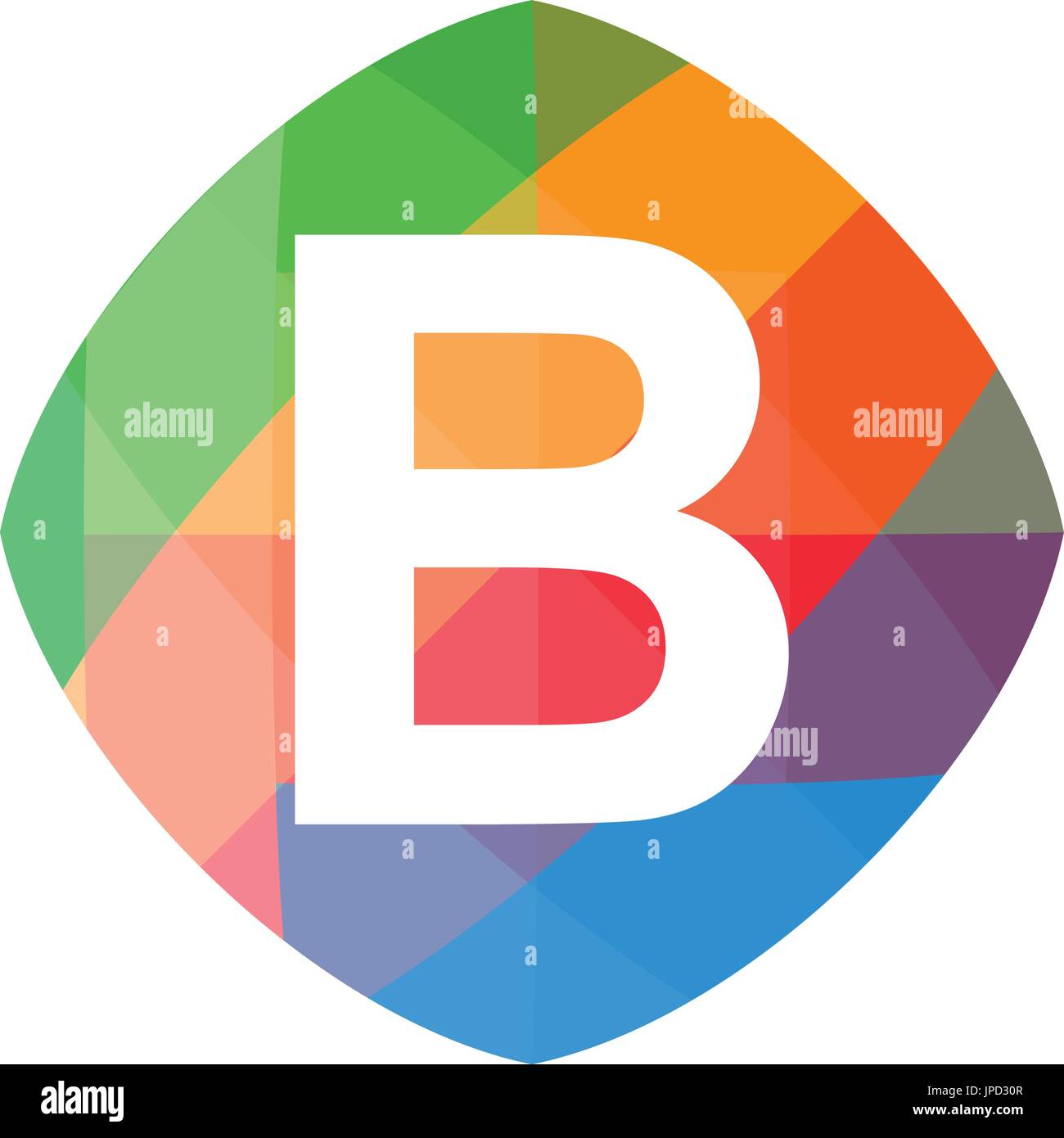 letter B set on colorful geometric polygonal shape, logo design ...