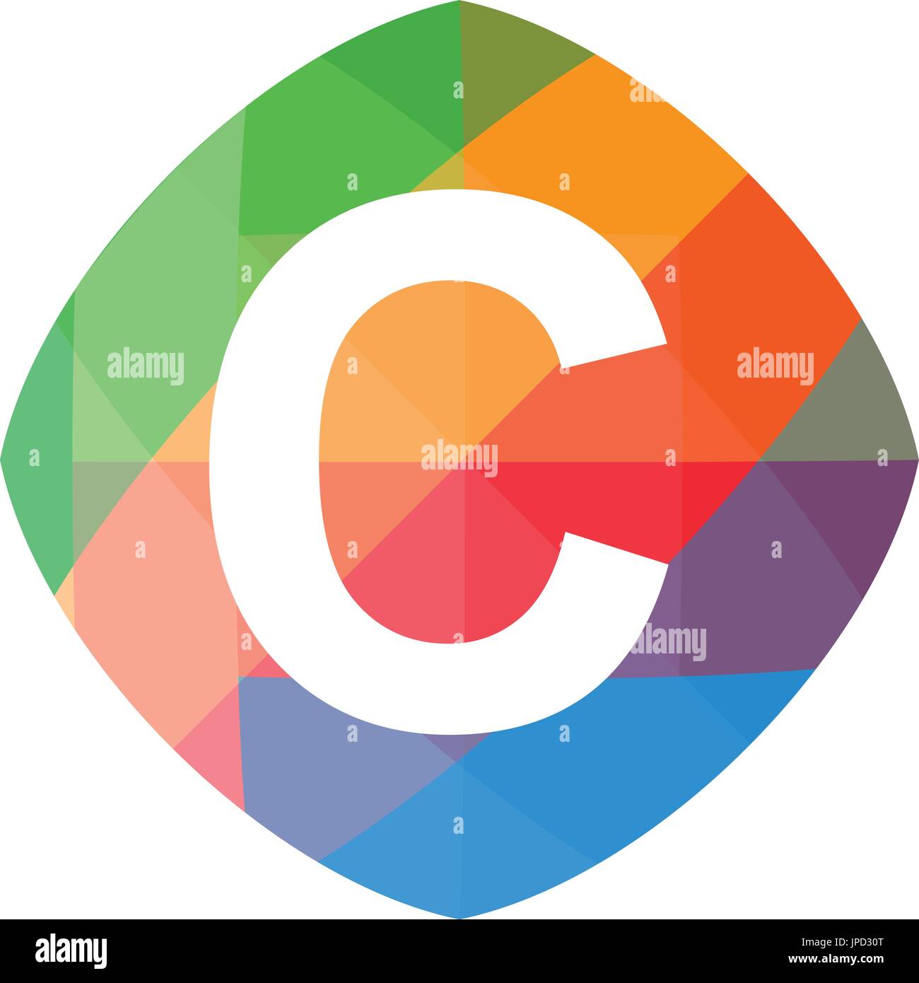 letter C set on colorful geometric polygonal shape, logo design ...